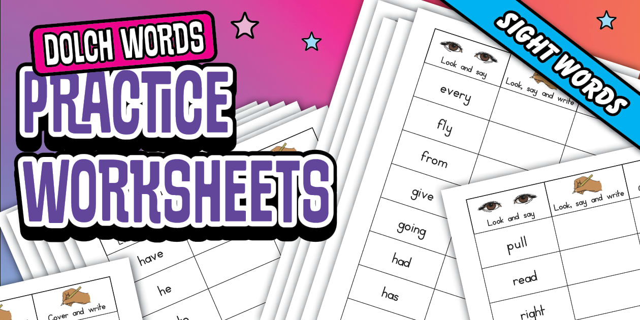 Precursive Dolch Words Look, Say, Cover, and Write Practice Worksheets ...