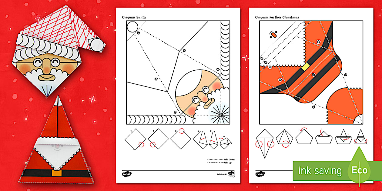 Origami Santa Activity Pack | Simple Paper Craft - Twinkl