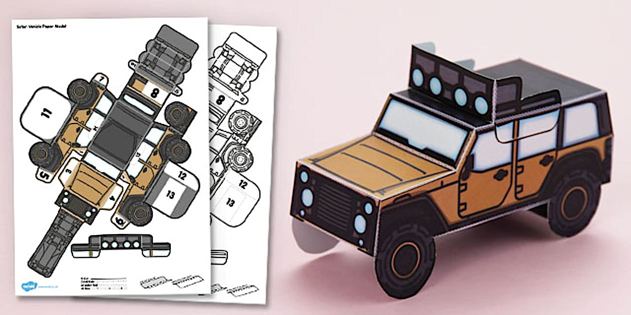 3D Safari Vehicle Paper Model Activity (teacher made)