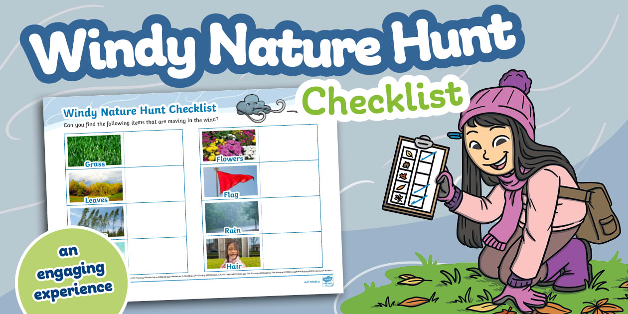 Windy Nature Hunt Checklist for Kids