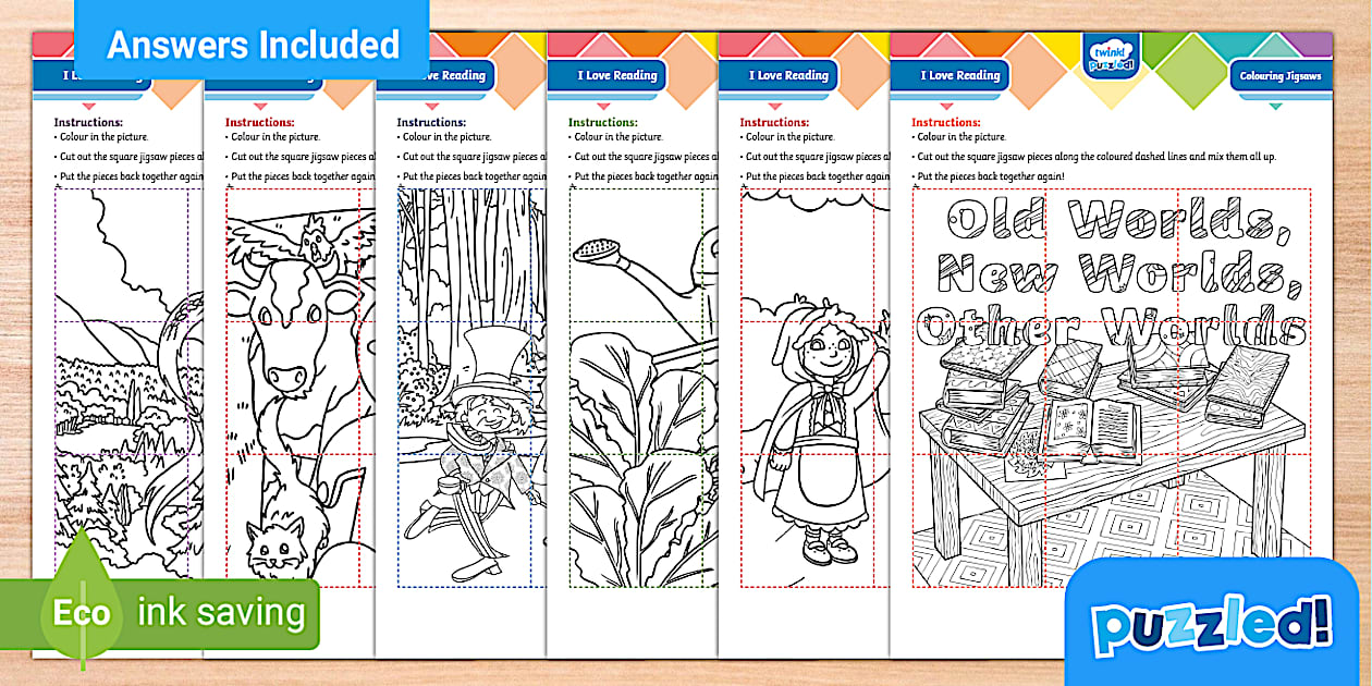 Classic Book Colouring Sheets Jigsaws Puzzle Pack - Twinkl