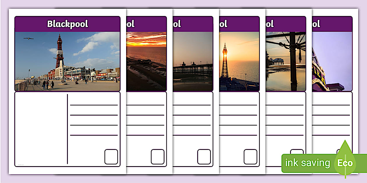 Blackpool Themed Postcards | Blackpool Postcards | Twinkl