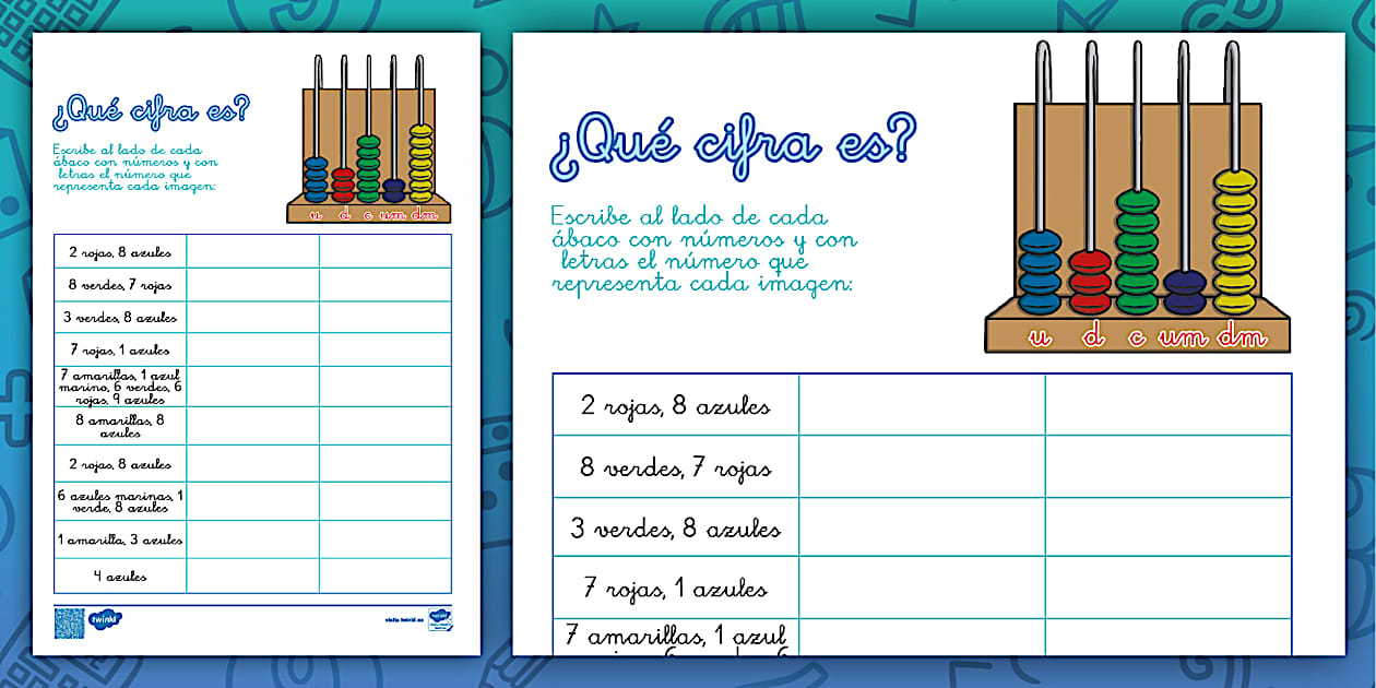 Ficha de actividad: ¿Qué cifra es? - El ábaco - Twinkl