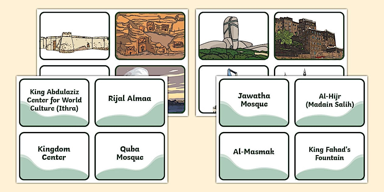 Saudi Landmark Matching Cards (teacher made) - Twinkl