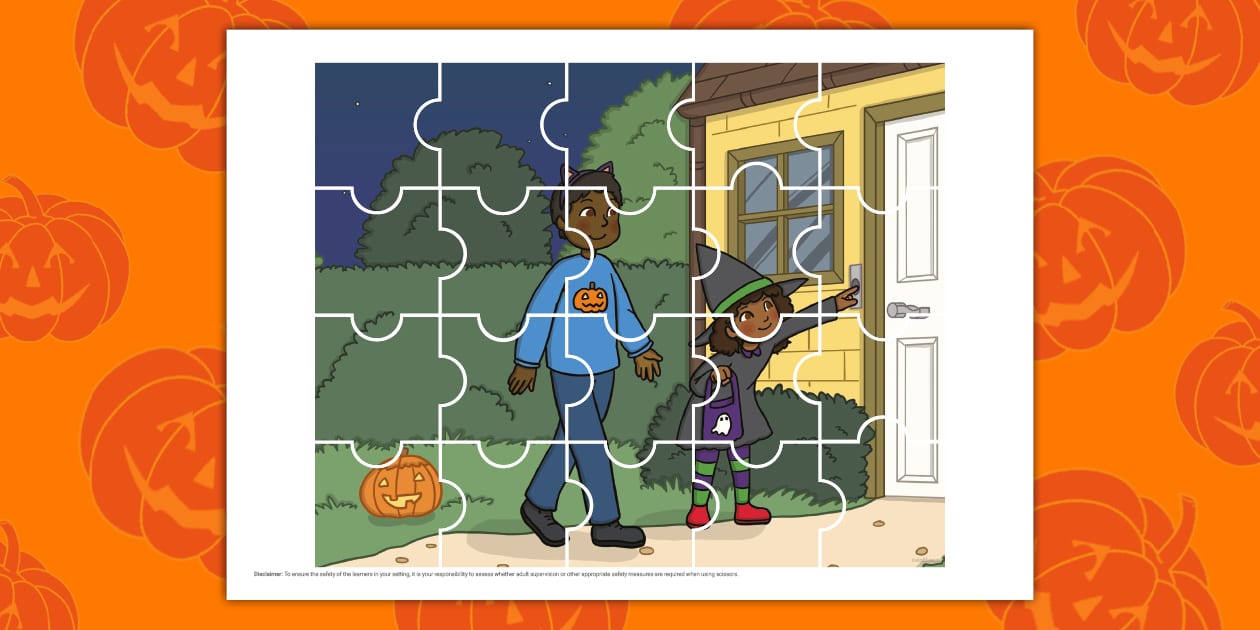 Halloween Scene Jigsaw Puzzle (teacher made) - Twinkl
