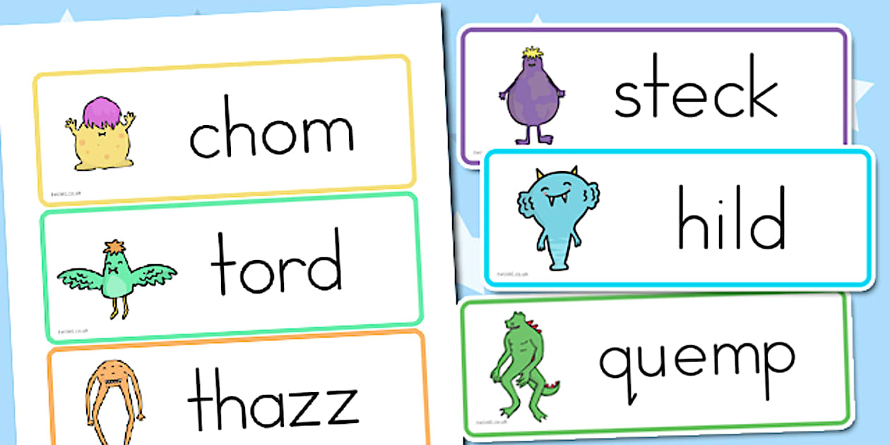 Black and White Alien Nonsense Sorting Word Cards - Twinkl