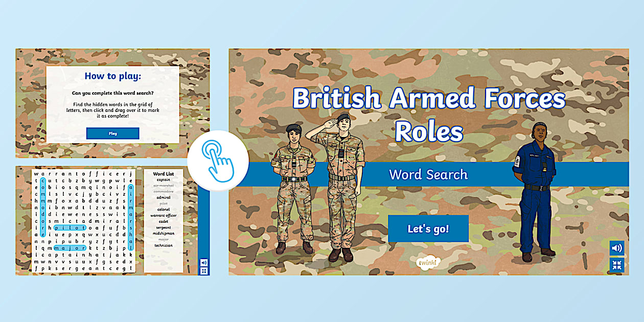 British Armed Forces Roles Interactive Word Search - Twinkl