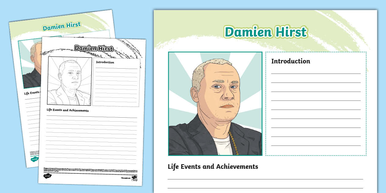 Damien Hirst Biography Template (teacher made) - Twinkl