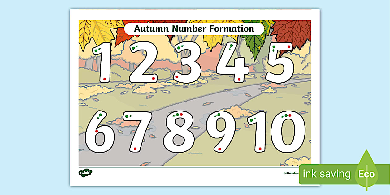 👉 Autumn-Themed Number Formation 1-10 Activity Sheet