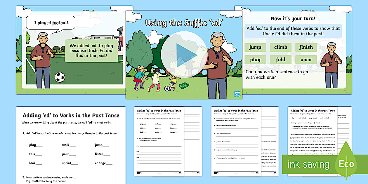 SA Using the Suffix ed for Past Tense Teaching Resource Pack