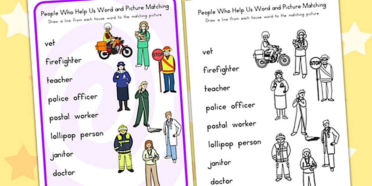 People Who Help Us Word and Picture Worksheet (teacher made)