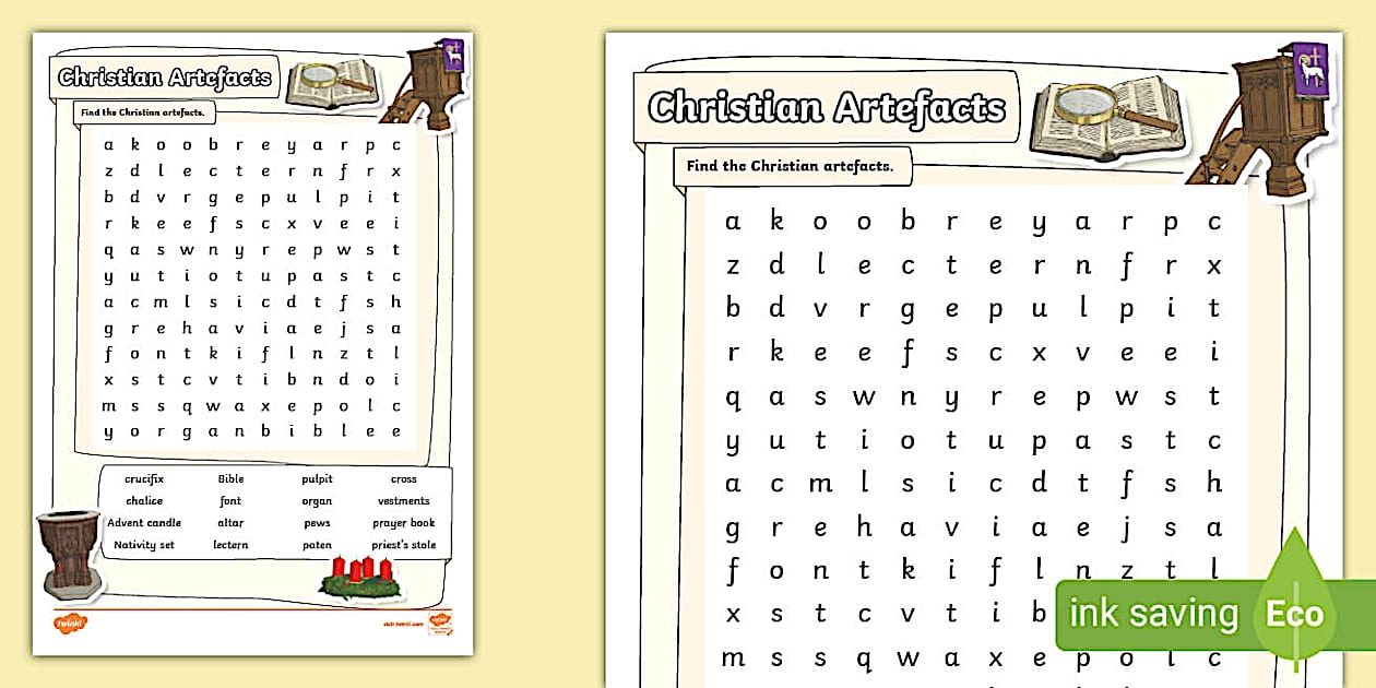 Christian Artefacts Word Search - Twinkl - KS2 - Twinkl