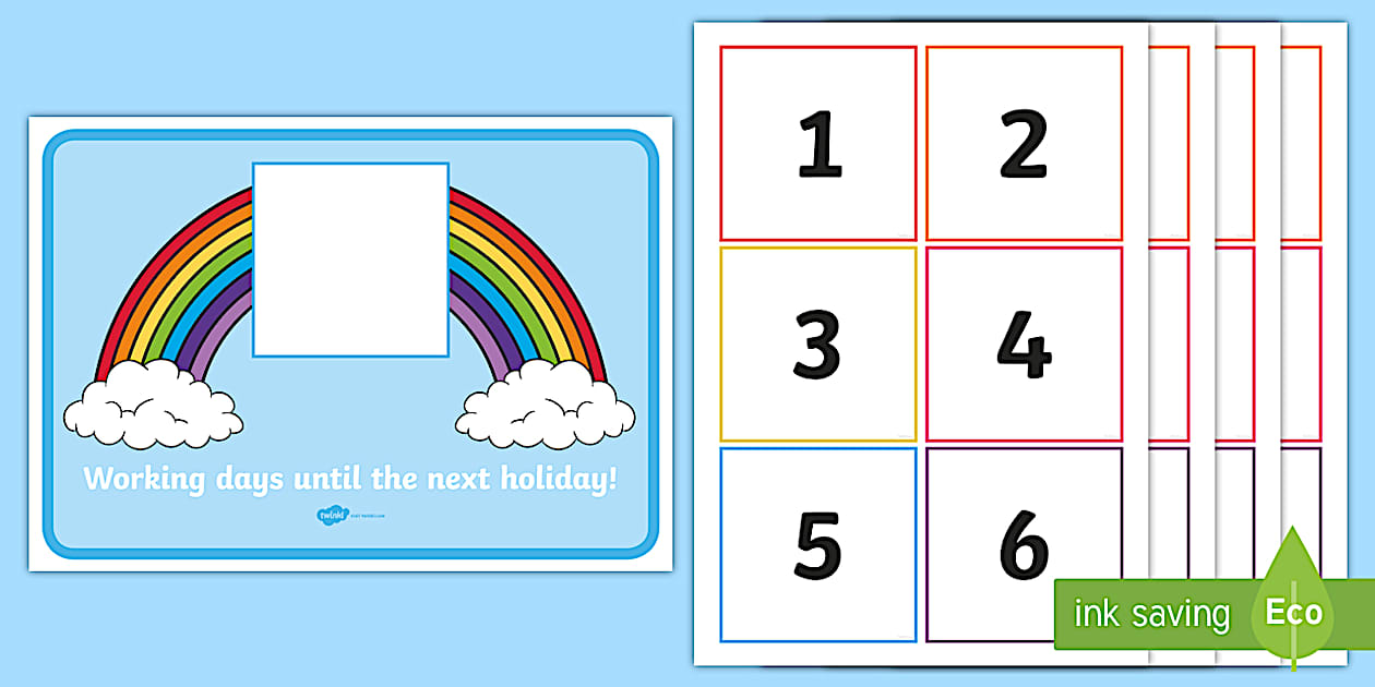 👉 Days Until Next Holiday Funny Staff Room Sign - Twinkl