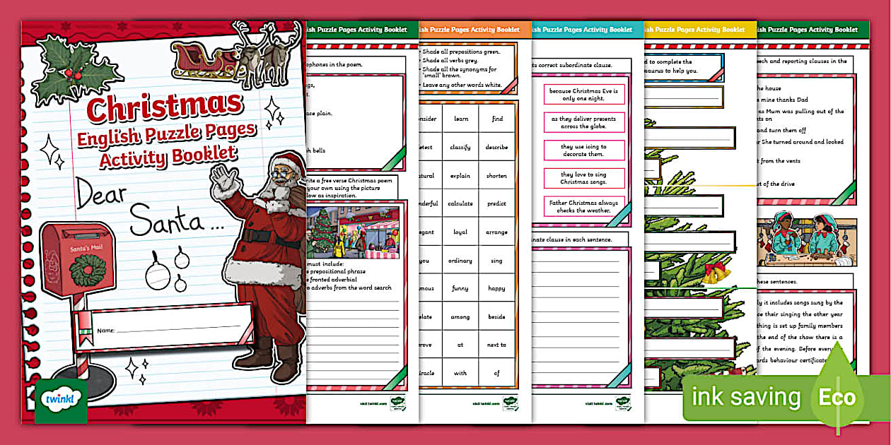 LKS2 Christmas English Puzzle Pages Activity Booklet