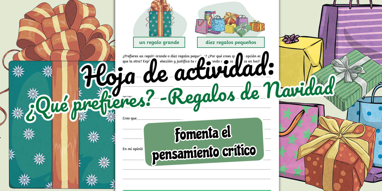 Hoja de actividad: ¿Qué prefieres? Regalos de Navidad