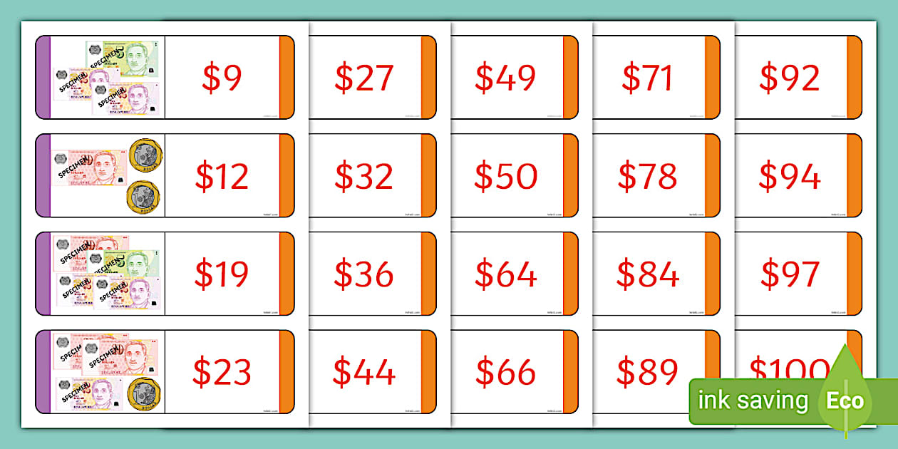 Singapore Money - Matching Notes and Coins up to $100