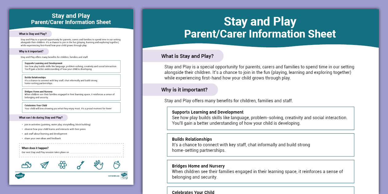 Stay and Play Parent/Carer Information Sheet (teacher made)