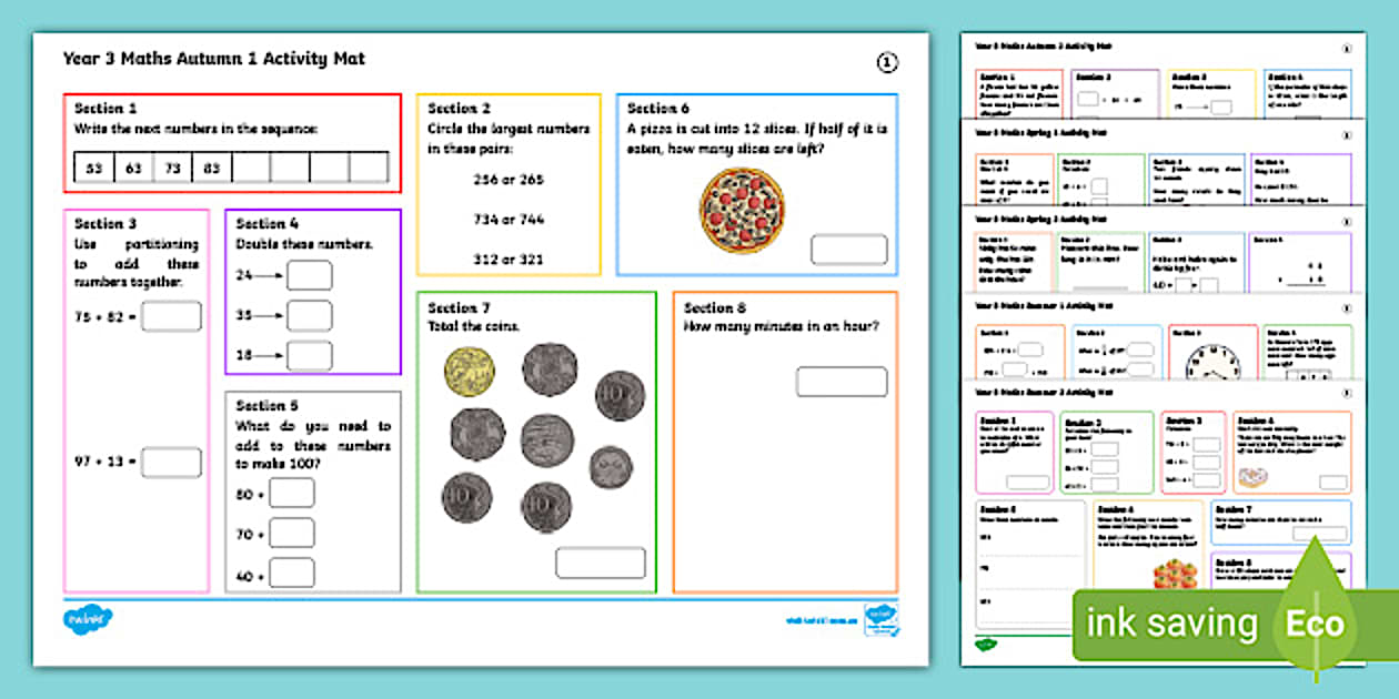 Year 3 Bumper Maths Activity Mats Activity Pack - Twinkl