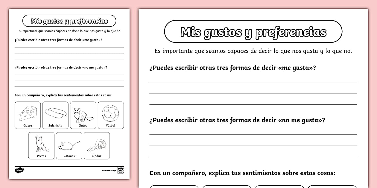 Ficha de actividad: Gustos y preferencias | Twinkl - Twinkl