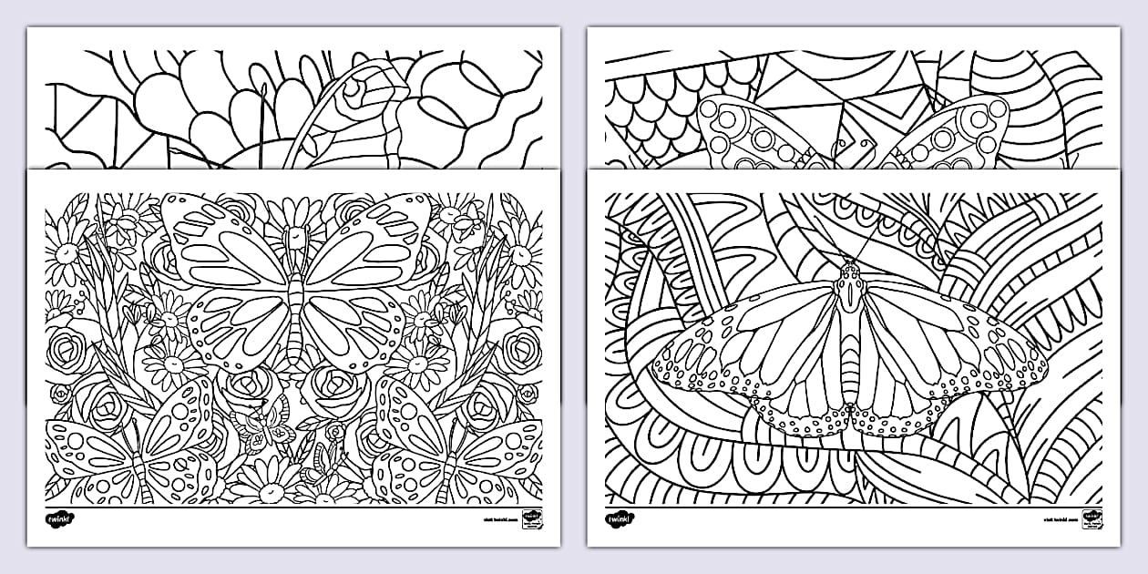 Butterfly Mindfulness Colouring Pages - Twinkl - KS1