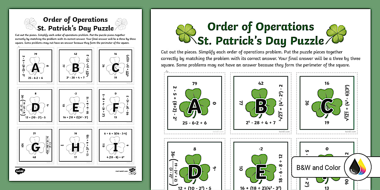 Eighth Grade St Patrick's Day Puzzle Worksheet | Twinkl USA