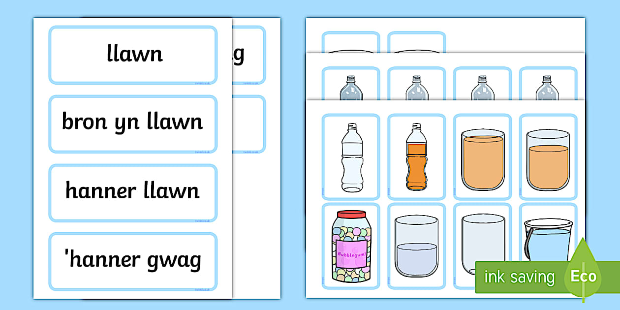 Capacity Matching Cards English/Welsh (teacher made)