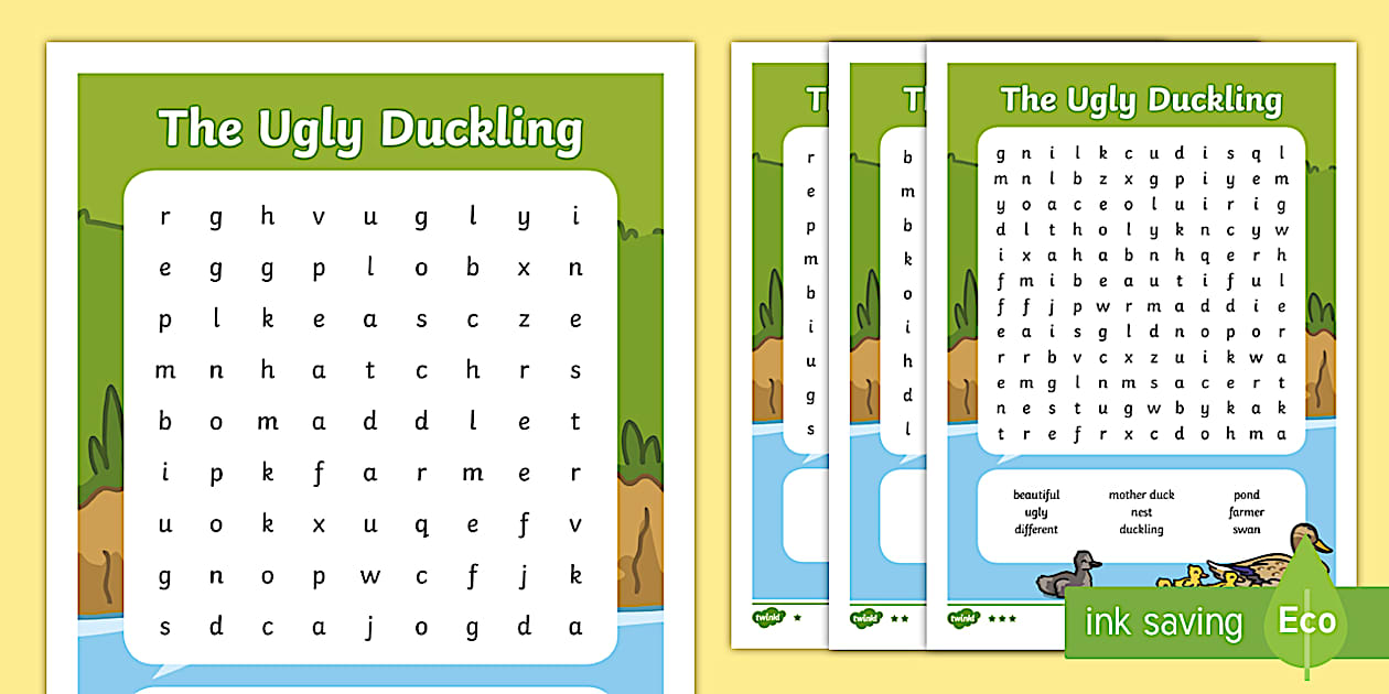 Higher Ability Ugly Duckling Word Search - Twinkl