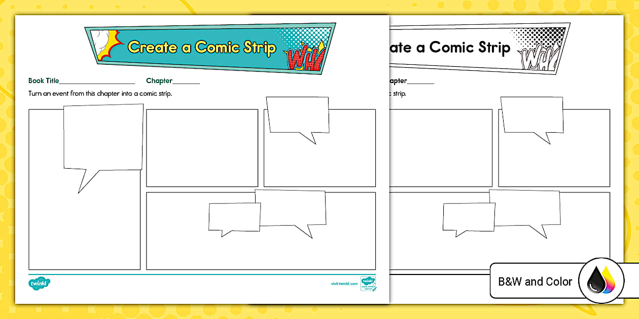 Make a Comic Strip Reading Response Activity Worksheet for Any Chapter Book