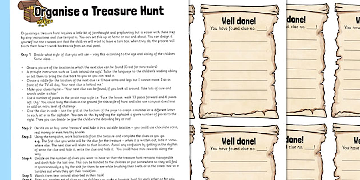 Organize a Treasure Hunt Worksheet / Worksheet - Twinkl