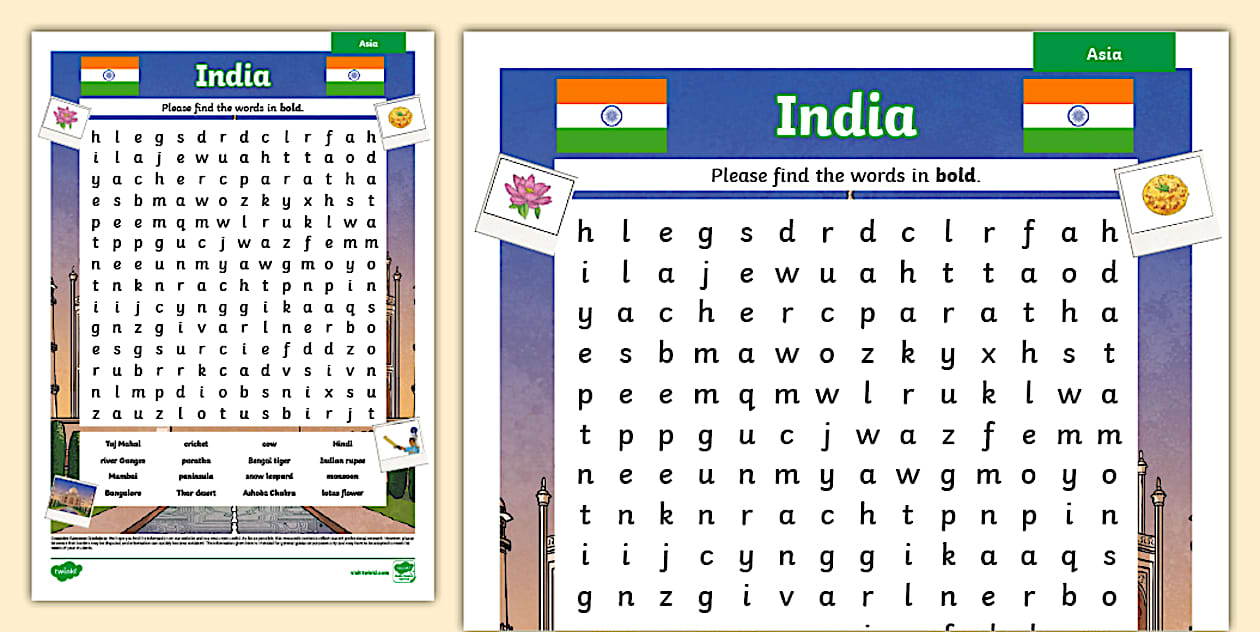 KS2 India Word Search- KS2 (Teacher-Made) - Twinkl