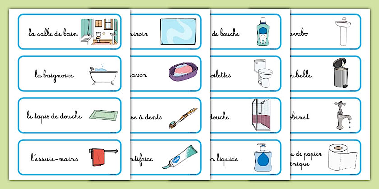 Cartes de vocabulaire de la salle de bain (teacher made)