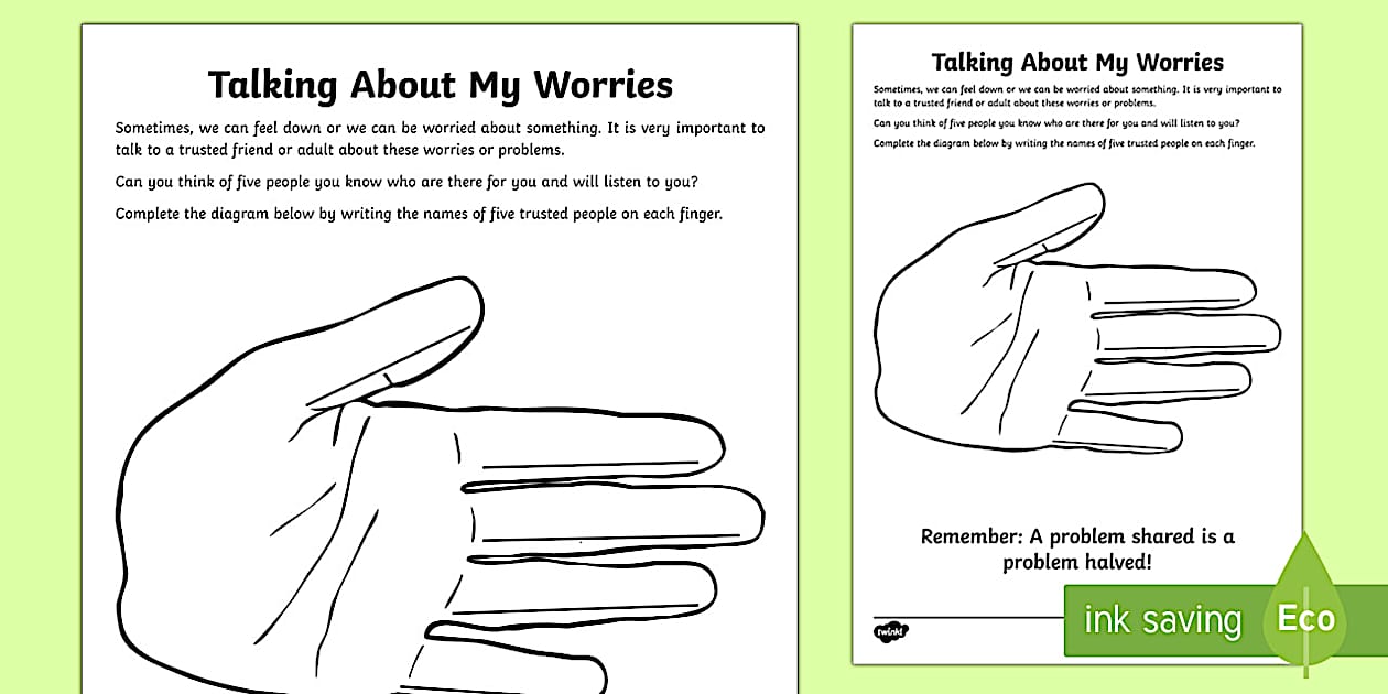 Talking About My Worries Worksheet (teacher made) - Twinkl
