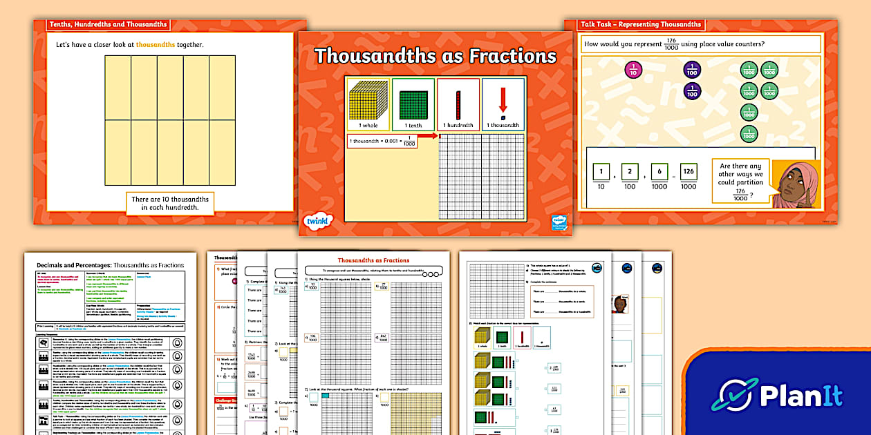 Y5 Thousandths as Fractions PlanIt Maths Lesson 28