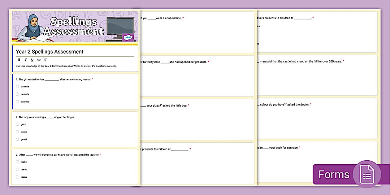 Year 2 Spellings Assessment (Teacher-Made) - Twinkl