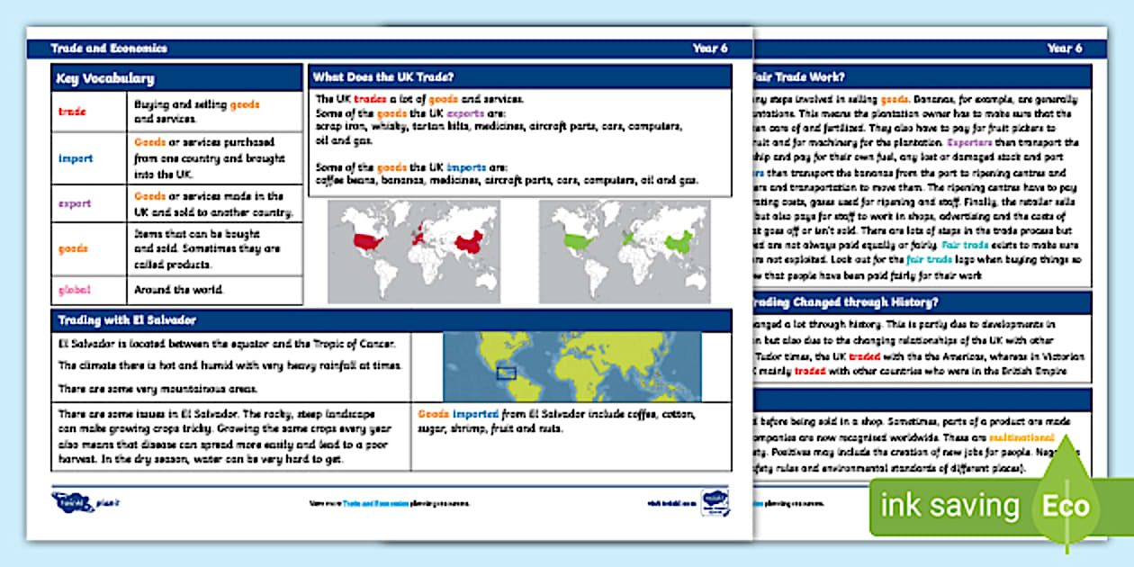 Geography Knowledge Organiser: Trade and Economics Y6