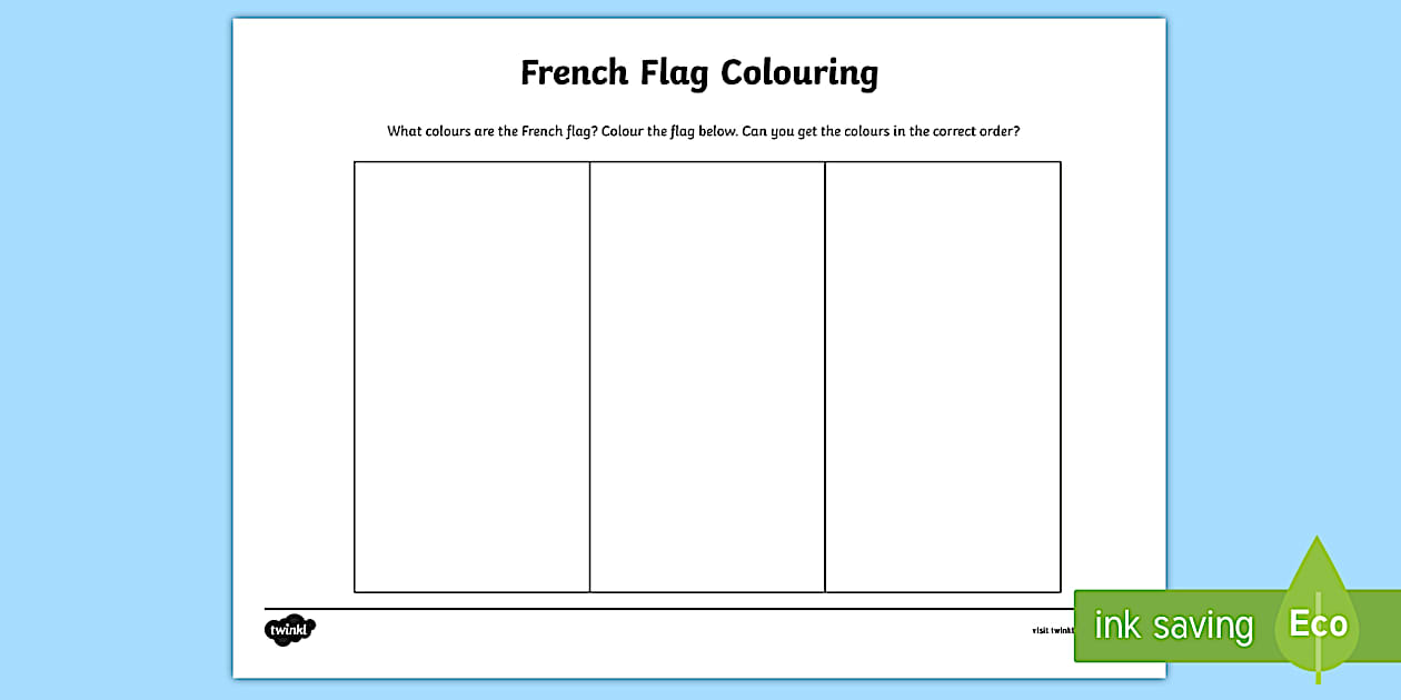 French Flag Template to Colour in | French Flag Colouring