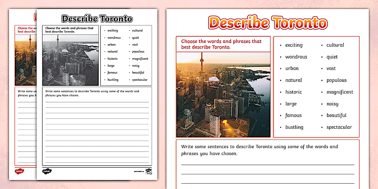 Describe Toronto Worksheet (teacher made) - Twinkl