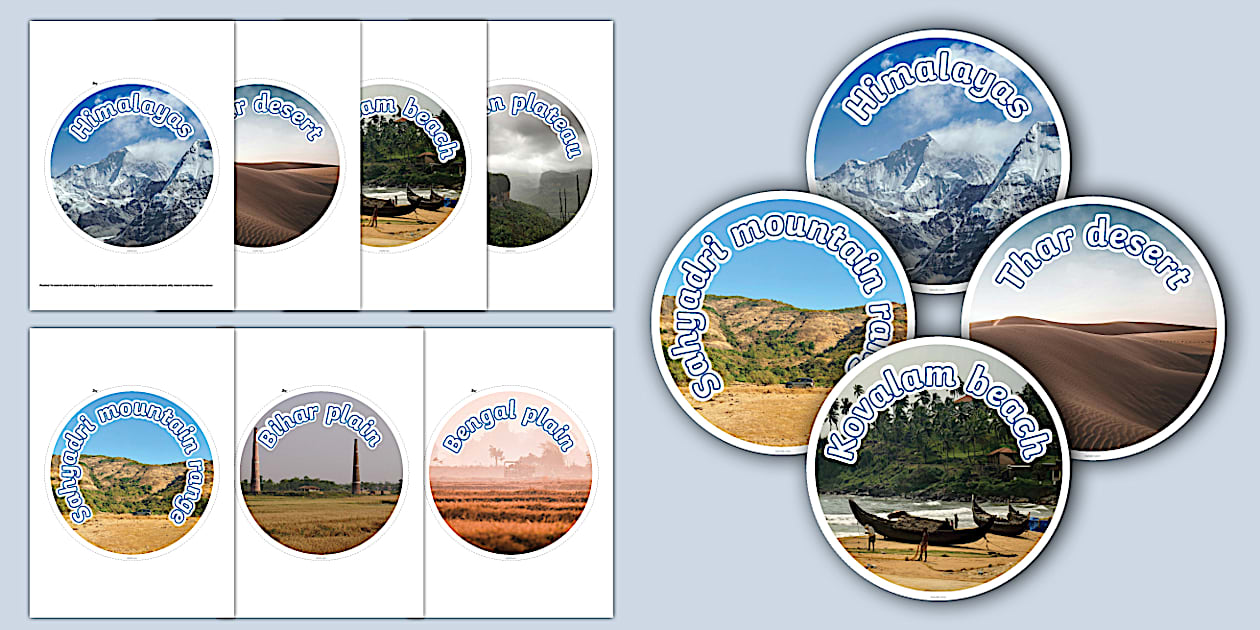 Landforms in India Circle Display Photo Cut-Outs - Twinkl