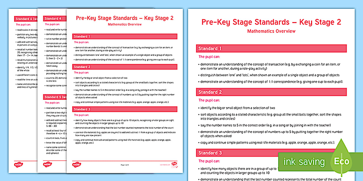 Pre-Key Stage Standards KS2 Maths Overview (teacher made)