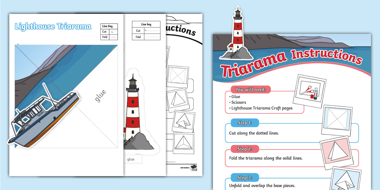 Lighthouse Triarama Craft - Twinkl Arts and Crafts - Twinkl