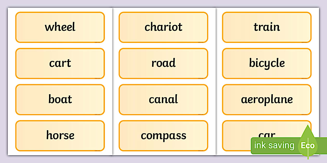 History of Transport Word Cards (Teacher-Made) - Twinkl