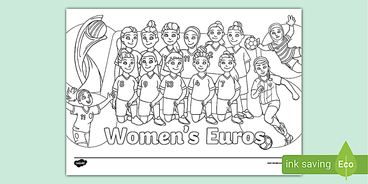Women's Euro Colouring Page (l'enseignant a fait) - Twinkl