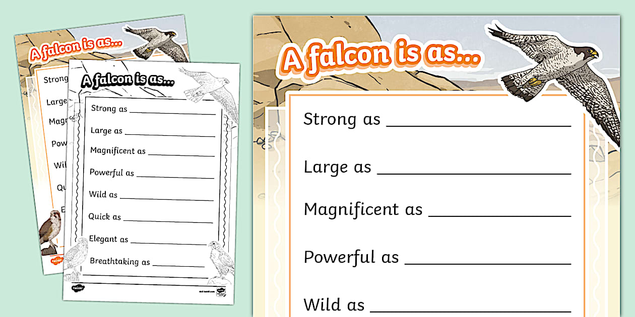 Falcon Simile Poem Template (teacher made) - Twinkl