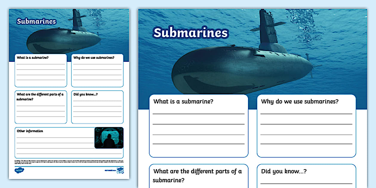 Submarine Fact File Template (Teacher-Made) - Twinkl