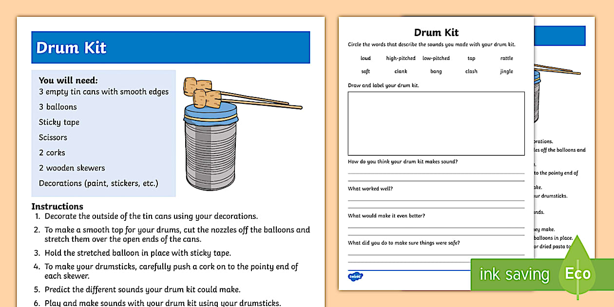 SA Drum Kit Craft Instructions (teacher made) - Twinkl