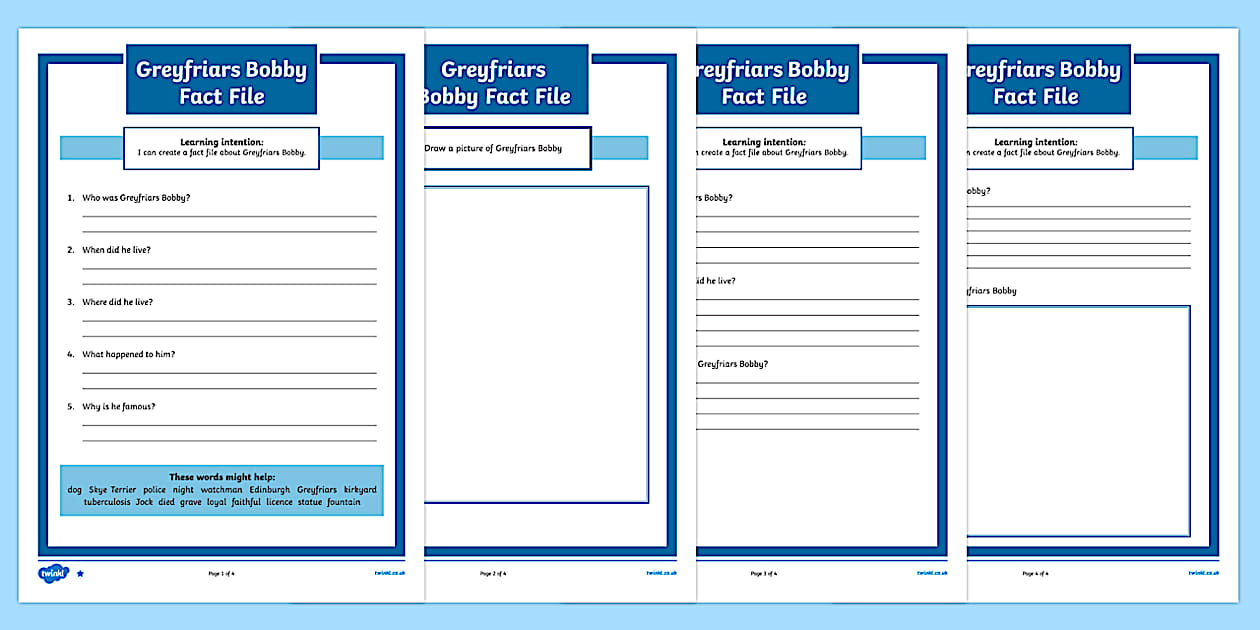 Greyfriars Bobby Fact File Worksheet / Worksheets - Twinkl