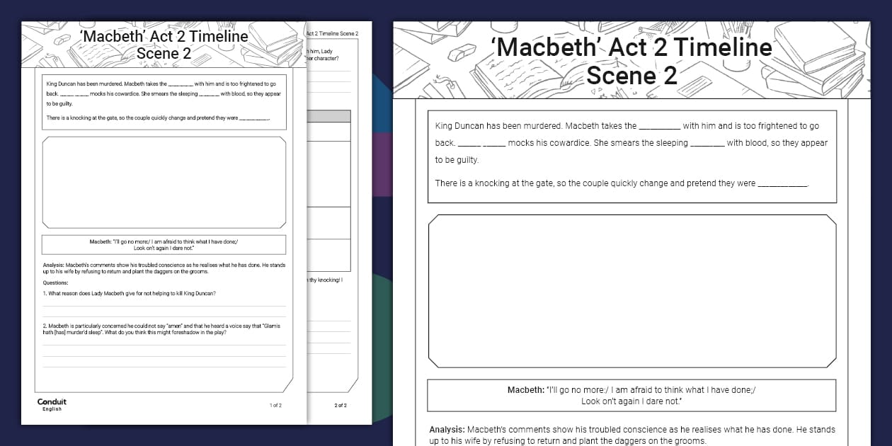 Macbeth Act 2 Scene 2 Timeline Activity Sheet - Twinkl