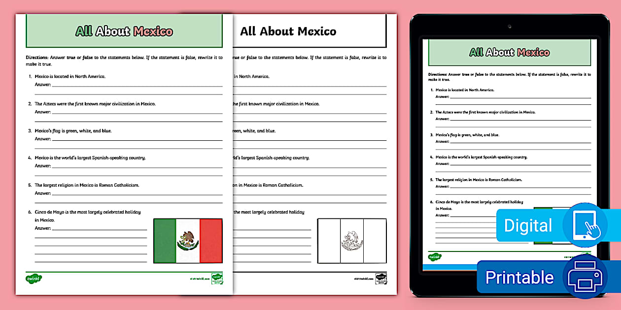 All About Mexico Quiz for 3rd-5th Grade - Twinkl