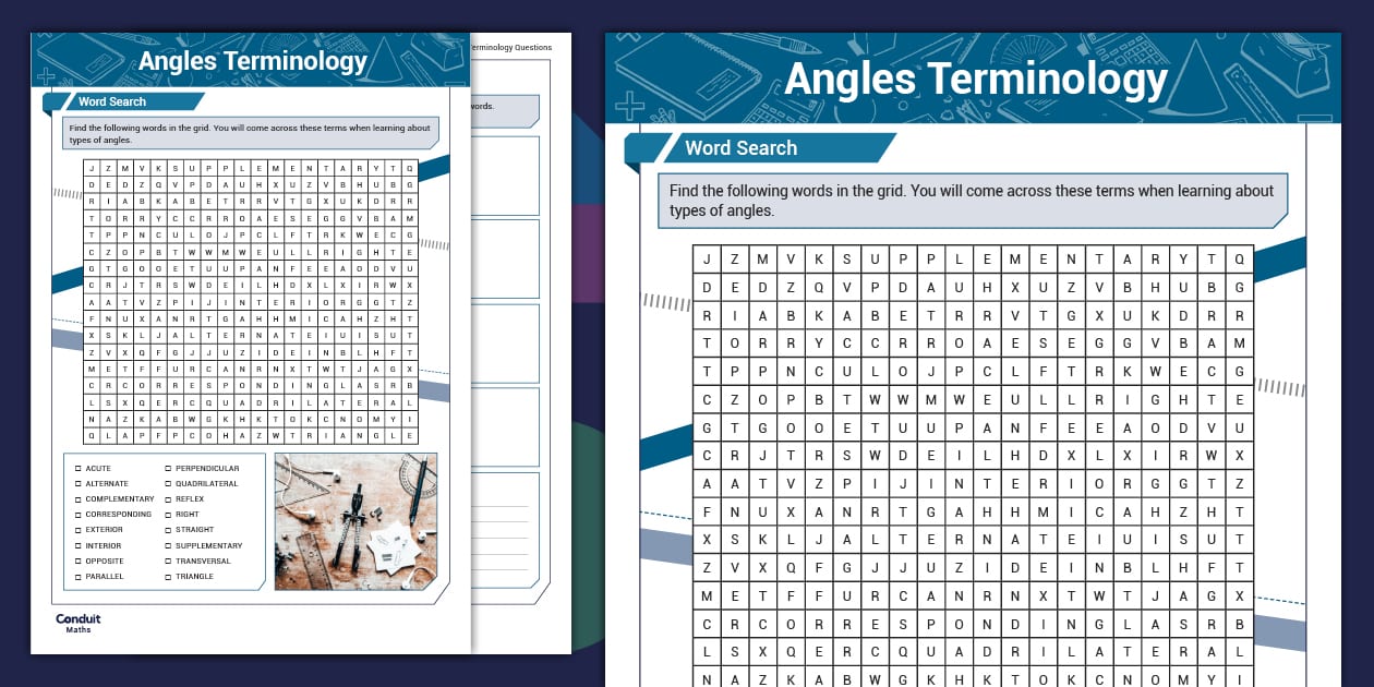 Angles Terminology Word Search (Teacher-Made) - Twinkl