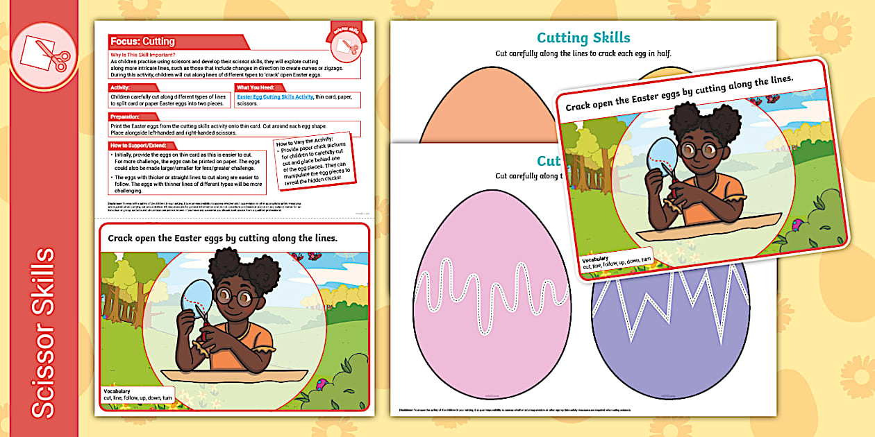 Easter Fine Motor Skills Activity Cutting Easter Eggs
